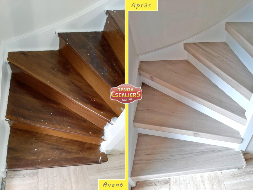 Rénovation par habillage d'un escalier bois - Moderne & Silencieux
